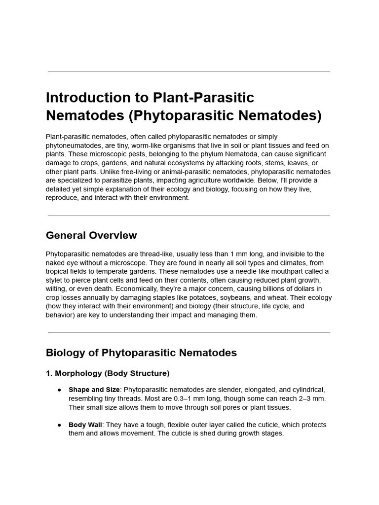 Phytoparasitic Nematodes | PDF | Nematode | Organisms
