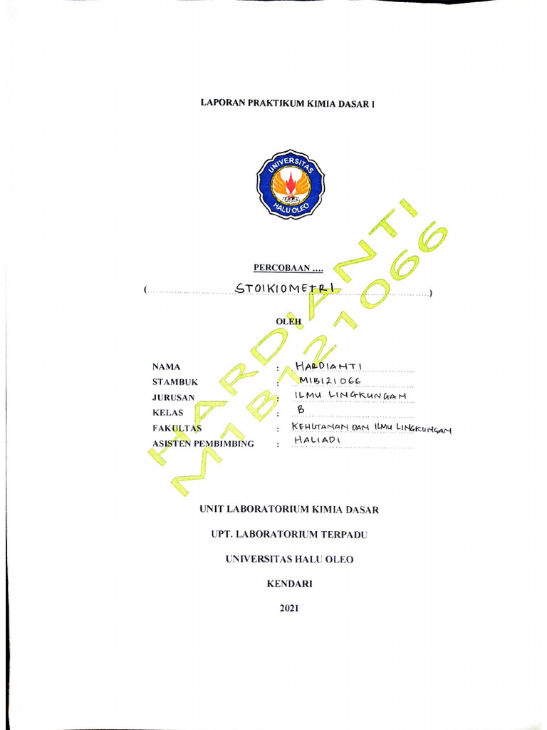 Laporan Kimia 2 Hardianti m1b121066 | PDF