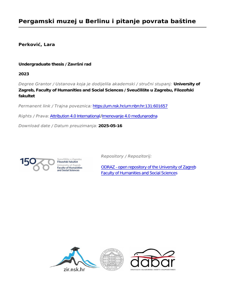 Pergamski Muzej - Zavrsni 1 - Lara Perkovic | PDF