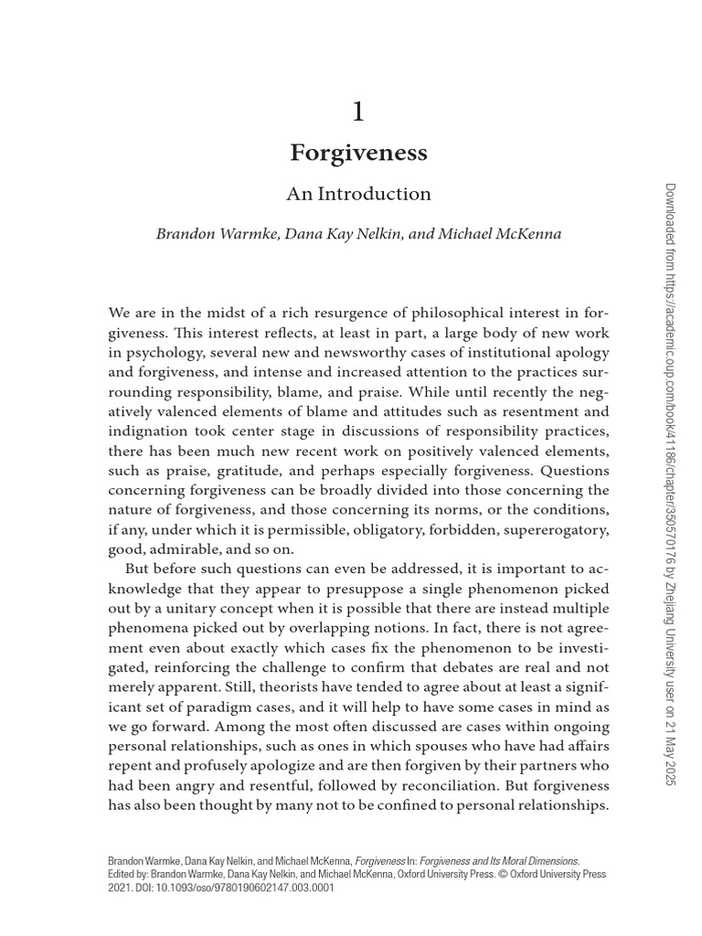 Forgiveness, An Introduction | PDF | Forgiveness | Emotions
