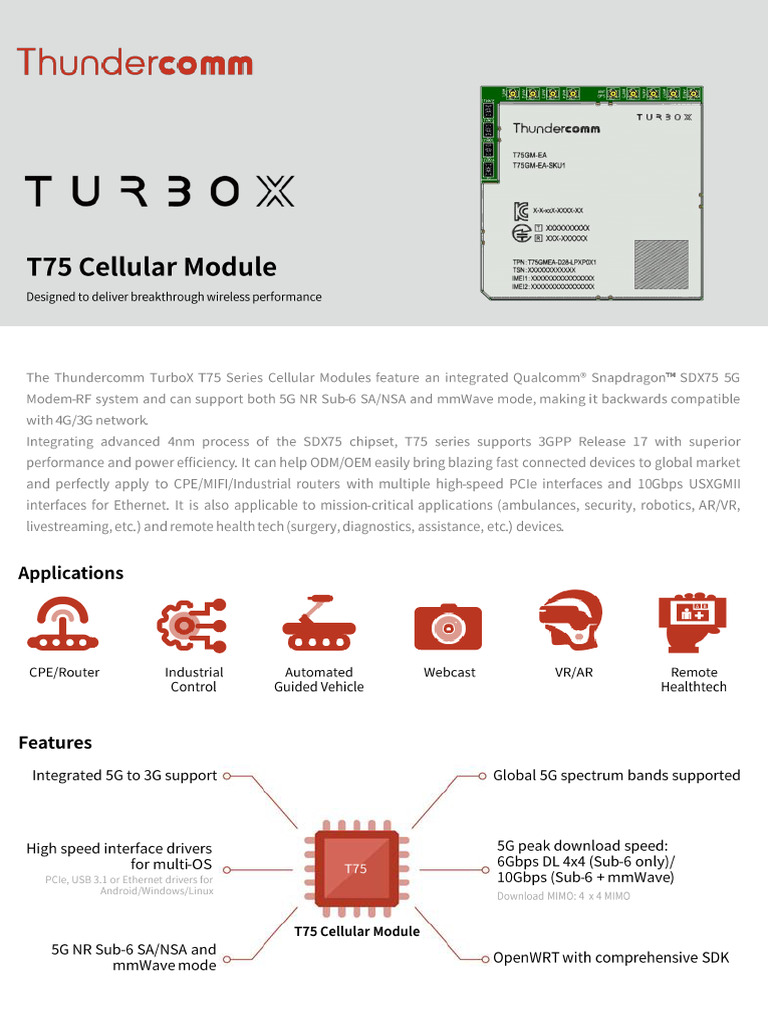 TC W1&W2 1110 en TurboX T75GM EA SOM Product Brief V1 0 | PDF
