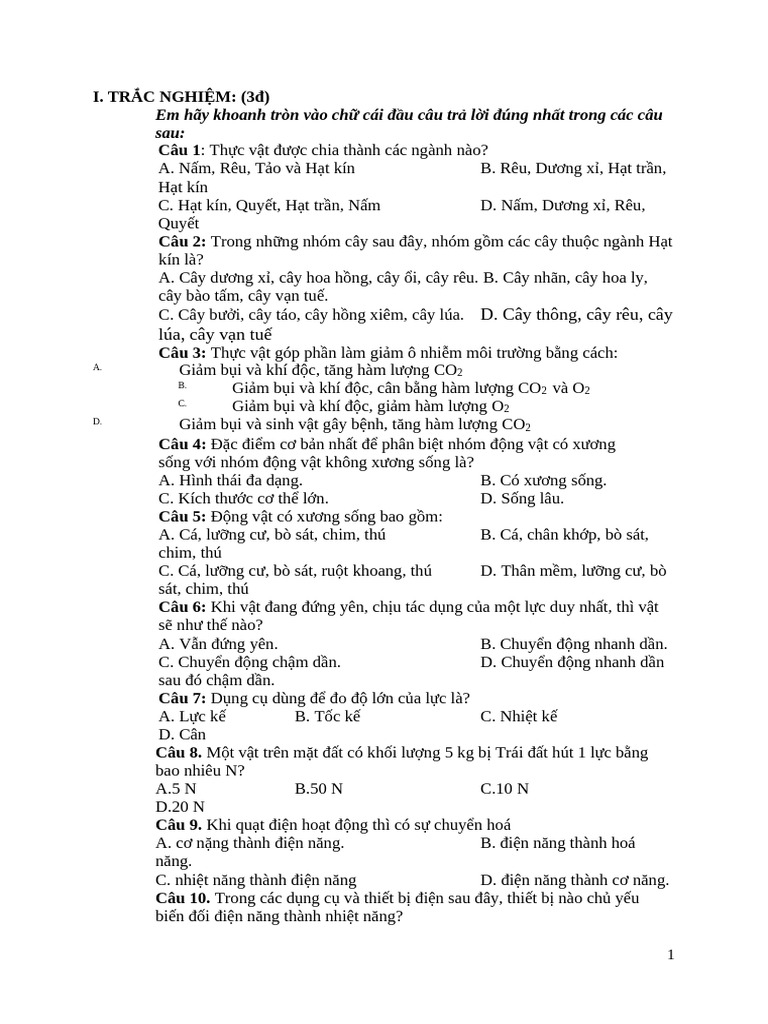 On Tap Tu Luan-KHTN 6-Hk2 | PDF