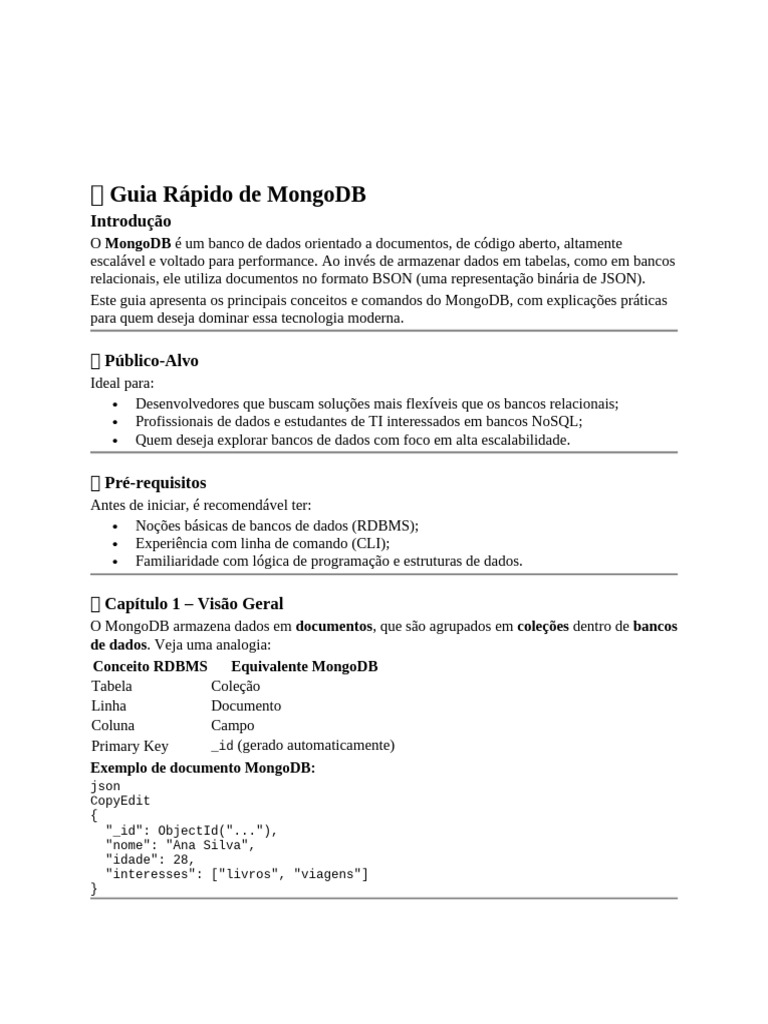 Guia Rapido Mon God B | PDF | Mongo DB | Informática