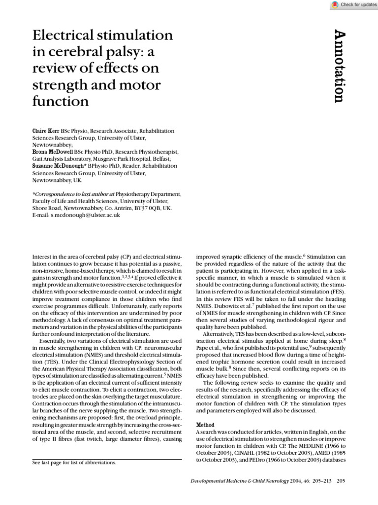 Develop Med Child Neuro - 2007 - Kerr - Electrical Stimulation in ...