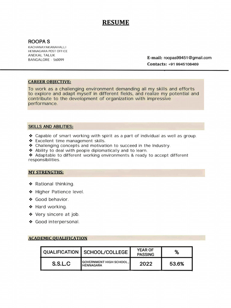 Roopa (Resume) New | PDF