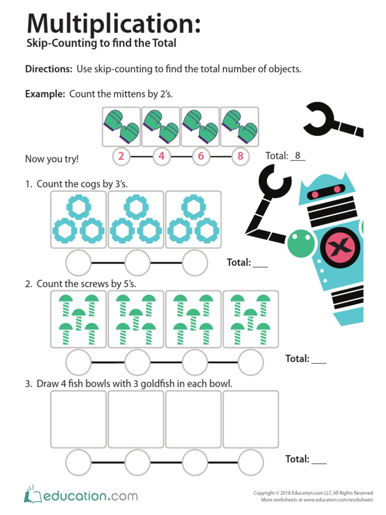 Multiplication Skip Counting To Find The Total | PDF