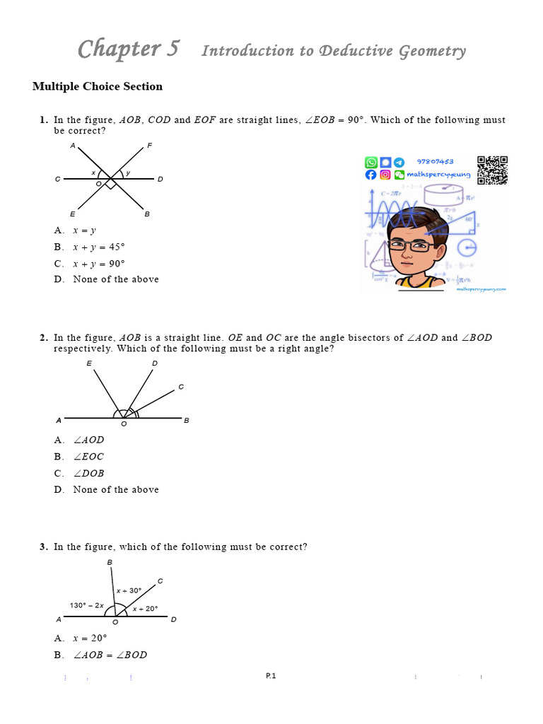s3 Ch5 Introduction To Deductive Geometry Q | PDF | Geometry | Classical Geometry