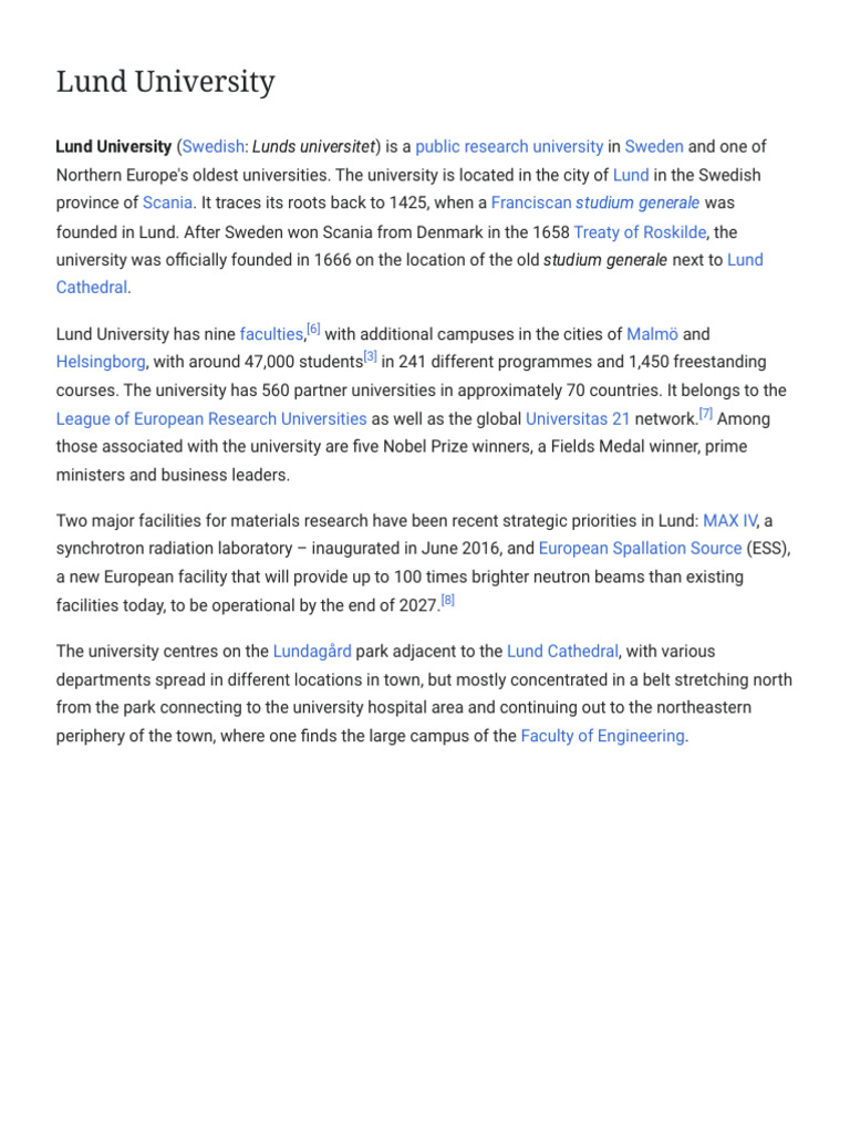 Lund University - Wikipedia | PDF