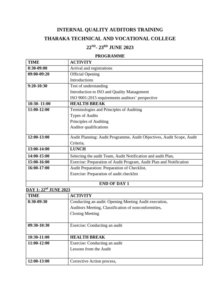 Tharaka TVC Training Programme | PDF