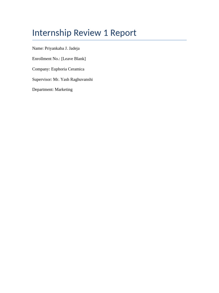 Internship Review1 Priyankaba J Jadeja-1 | PDF | Marketing | Innovation