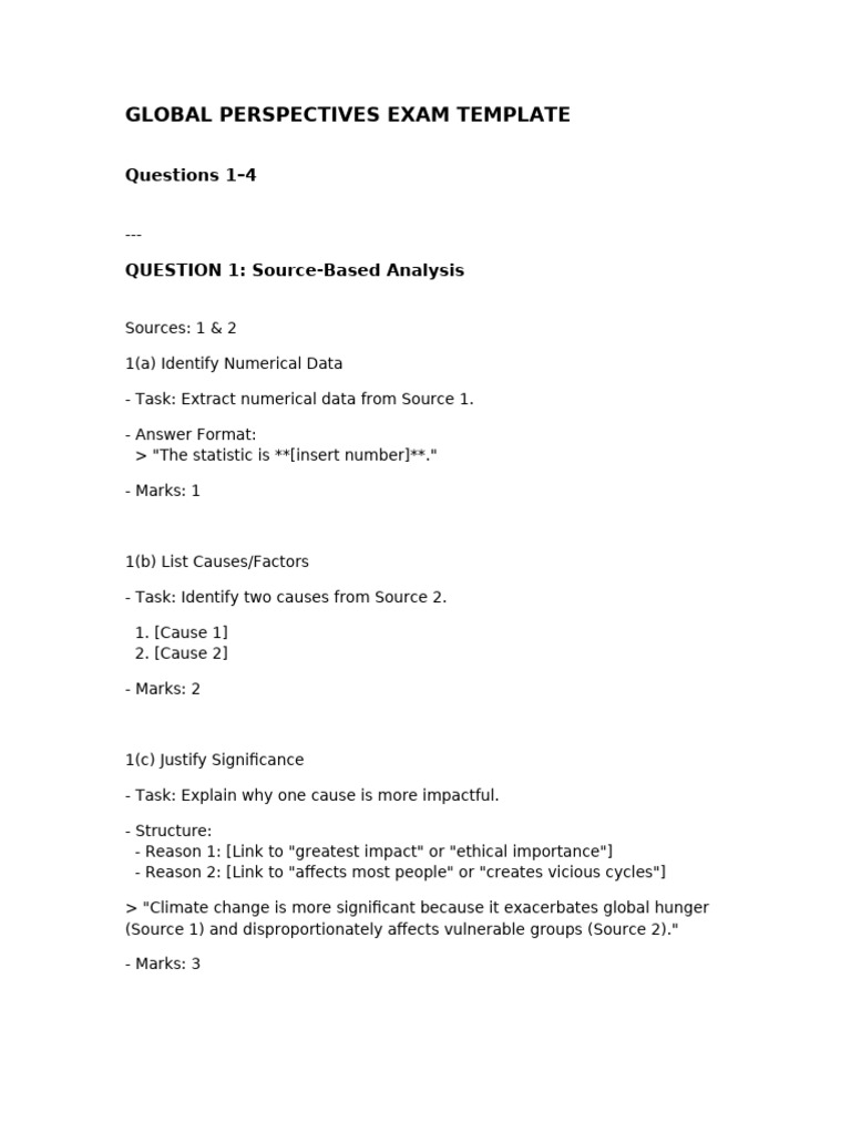 Global Perspectives Exam Template | PDF | Argument | Bias