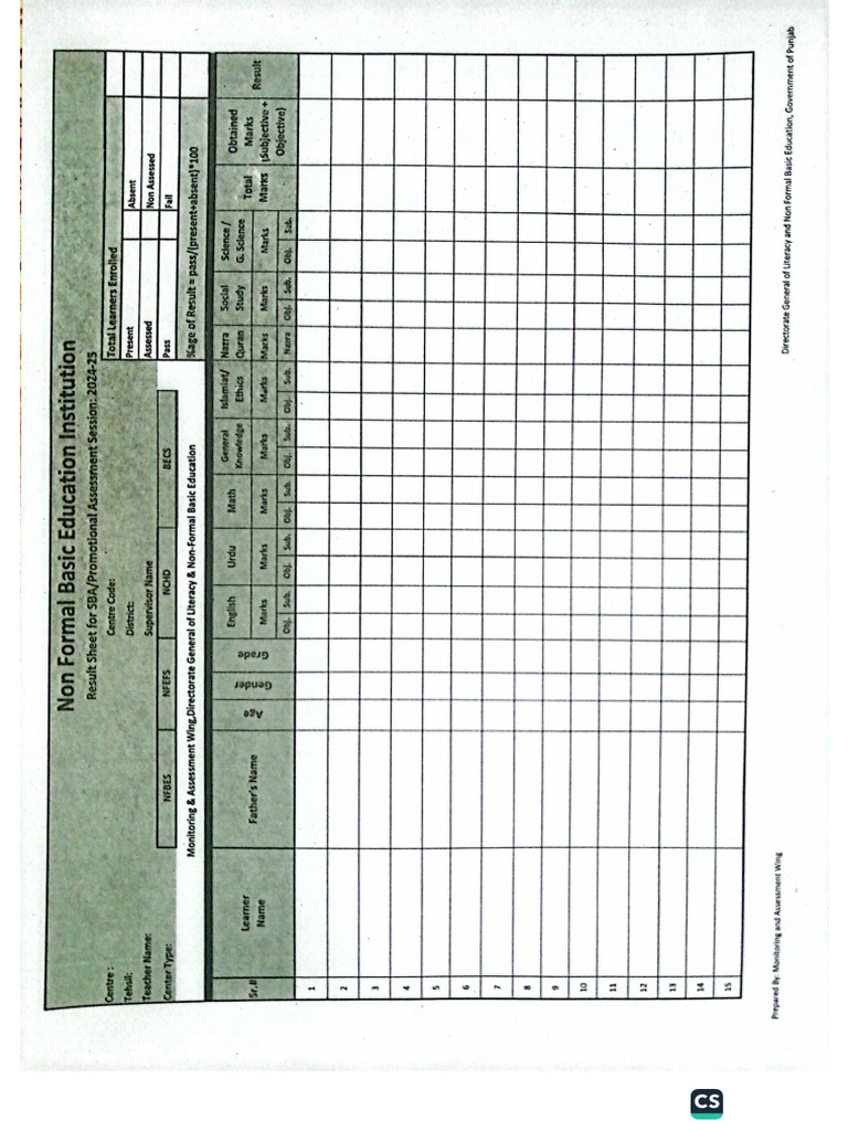 Result Sheet 25 | PDF