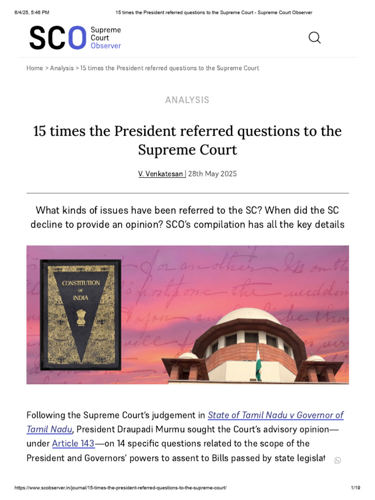15 Times The President Referred Questions To The Supreme Court ...