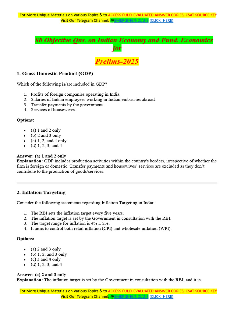 Most Imp Economy Qns For UPSC | PDF | Fiscal Policy | Taxes
