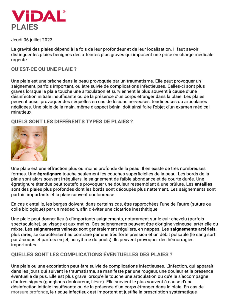 Types et soins des plaies cutanées | PDF | Brûlure | Saignement