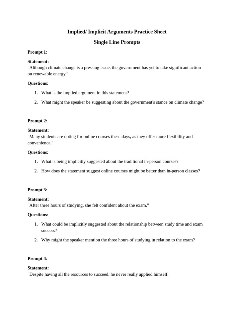 Implied Arguments Practice 15052025 094046pm | PDF | The Yellow ...