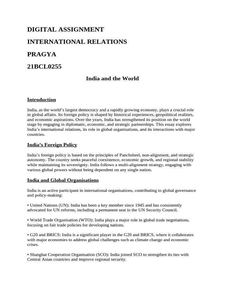 International Relations Indian Party System | PDF | European Union ...
