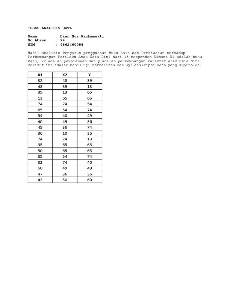Tugas 1 Analisis Data - Dian NR | PDF | Mode (Statistics) | Errors And Residuals