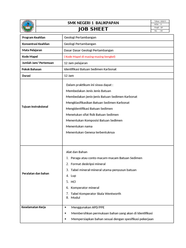 Jobsheet 4 Bat Sedimen DasProg | PDF