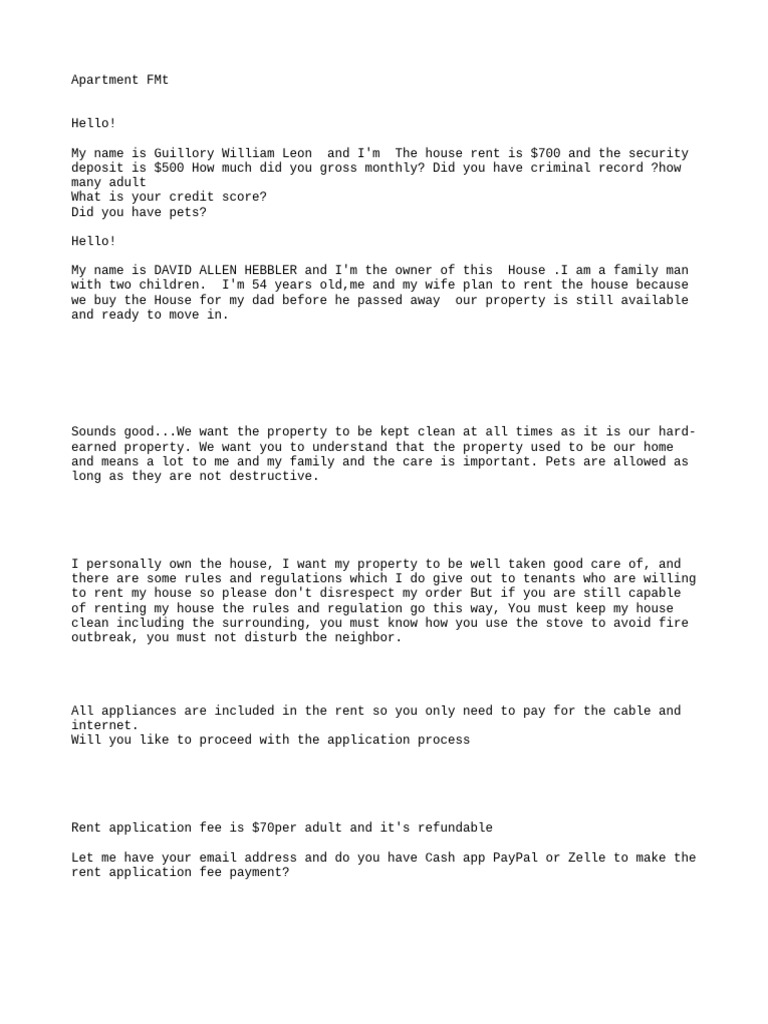 Apartment Format | PDF | Payments