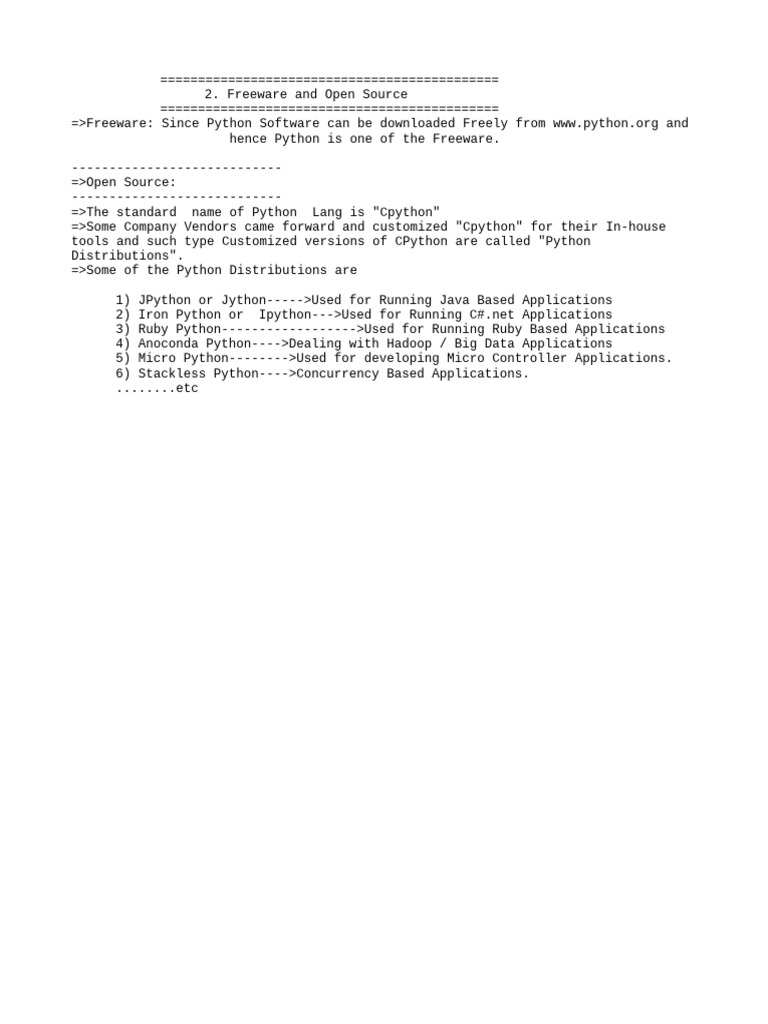 Python: Freeware and Open Source Distributions | PDF