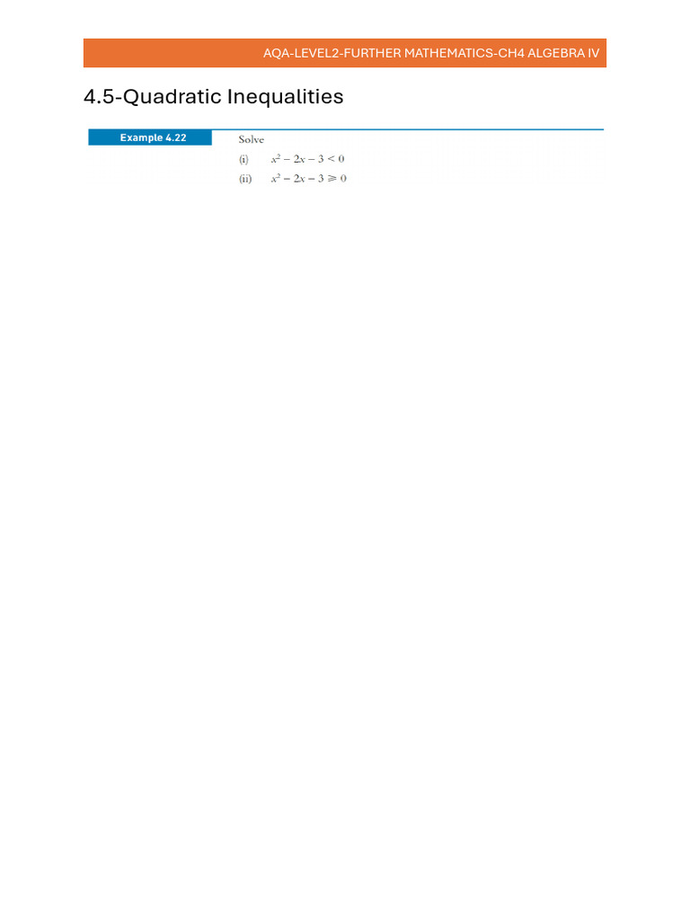 Quadratic Inequalities in Algebra IV | PDF