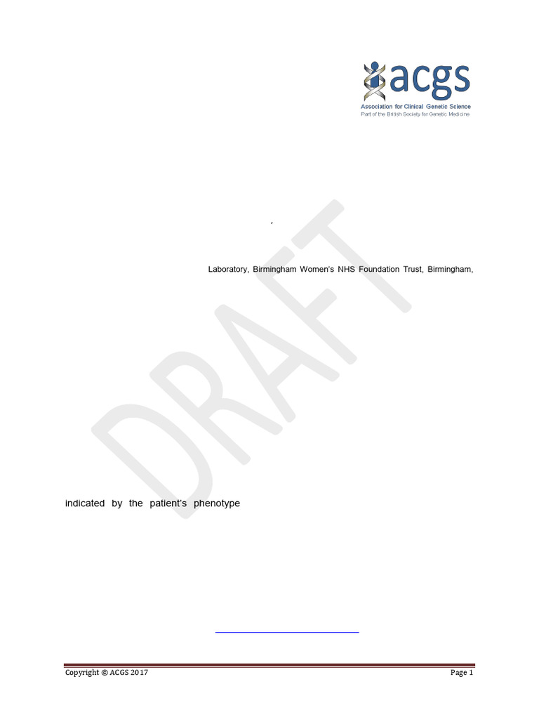 ACGS UK Variant Classification Guidelines 2017 | PDF | Gene | Mutation