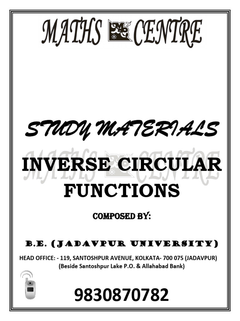 Inverse Circular Functions | PDF | Trigonometry | Mathematical Concepts