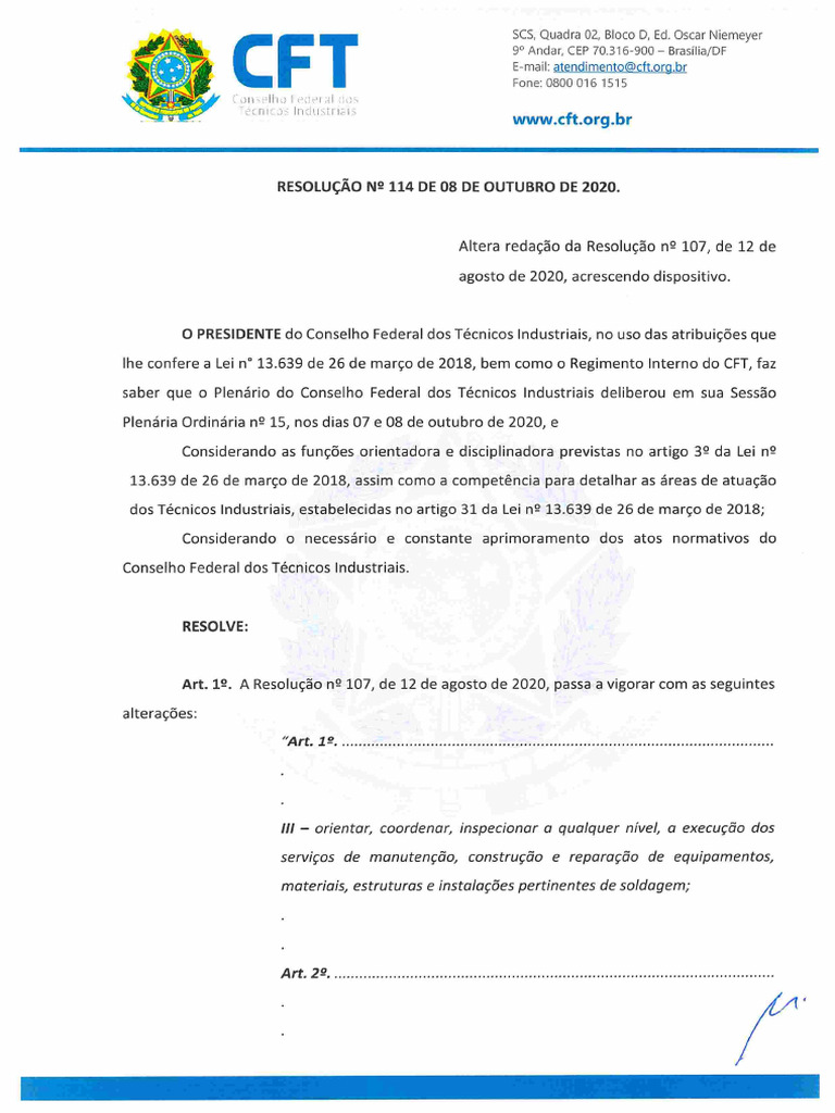 RESOLUCAO No 114.2020 - Alteradora Da Resolucao 107 | PDF