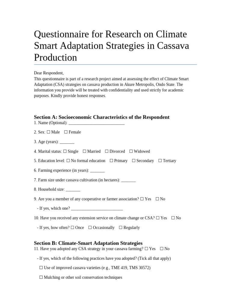 Climate Smart Adaptation in Cassava Farming | PDF | Agriculture | Agronomy