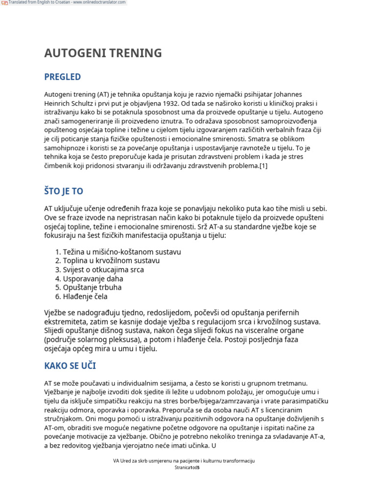 Autogeni Trening | PDF
