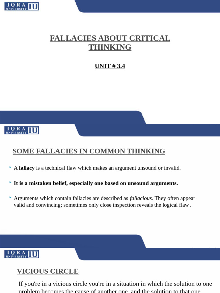 Unit 3.4-Fallacies About Critical Thinking | PDF | Fallacy | Argument