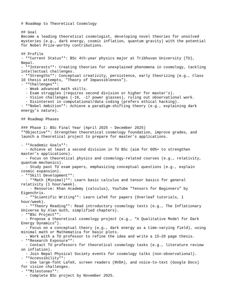 Roadmap for Aspiring Cosmologists | PDF | Dark Energy | Physical Cosmology