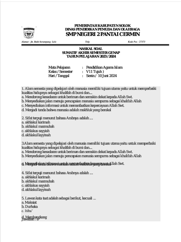 PDF P Classtruncatedtext Module Lineclamped 85ulhh Style Max Lines5soal Pai Kelas 7 Semester 2 ...