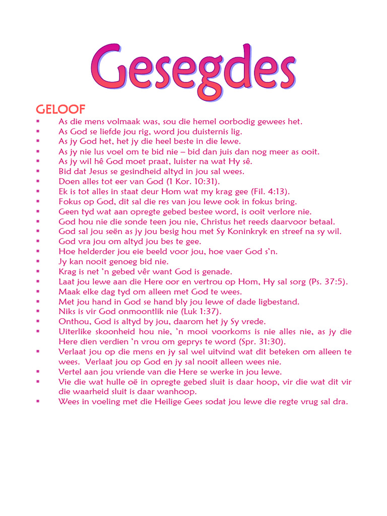Gesegdes Vir Die Klaskamer | PDF