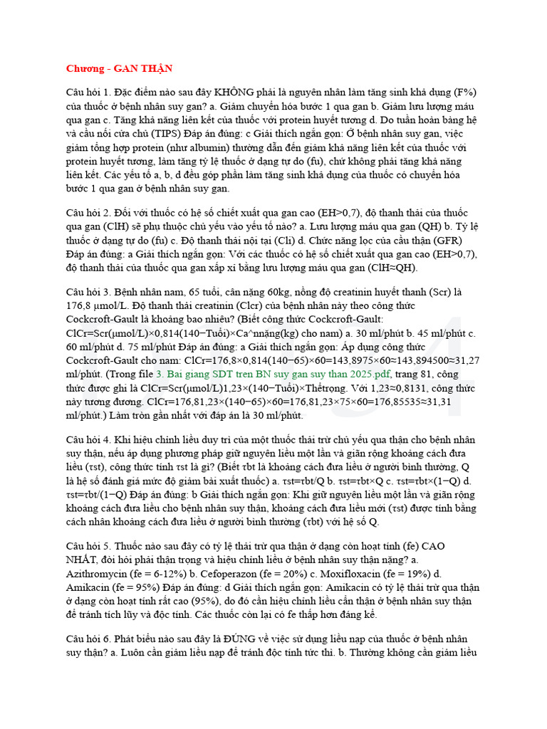 Chương - GAN THẬN: 3. Bai giang SDT tren BN suy gan suy than 2025 PDF | PDF