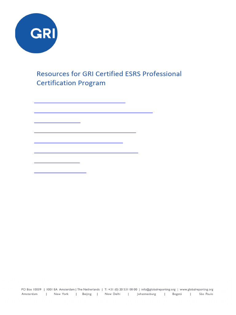 GRI Certified ESRS Resources Guide | PDF