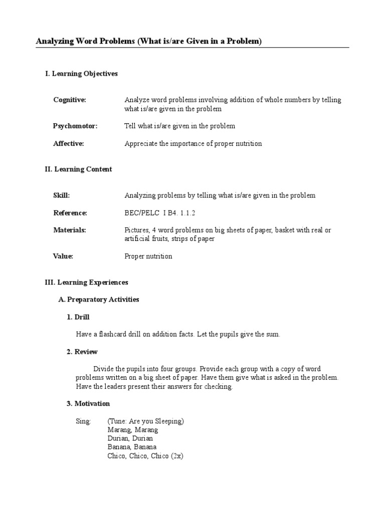Analyzing Word Problems (What Is Are Given in A Problem) | PDF ...