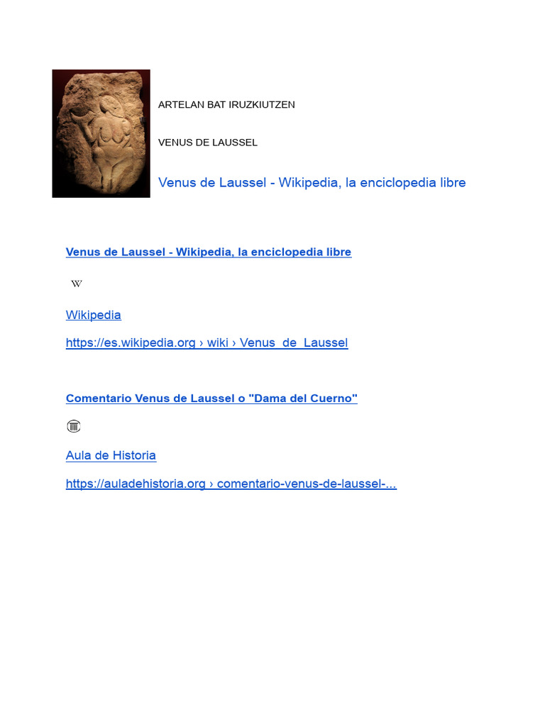 La Venus de Laussel: Icono Prehistórico | PDF