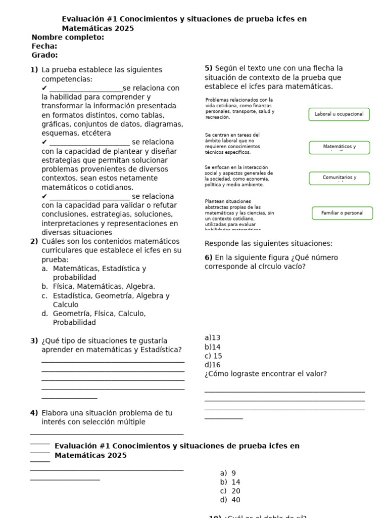 Prube Saber 11 | PDF | Matemáticas | Estadísticas