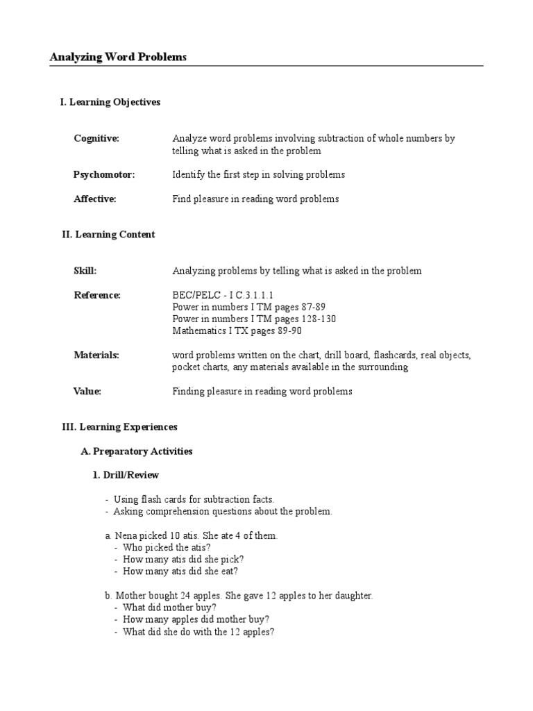 Analyzing Word Problems | PDF