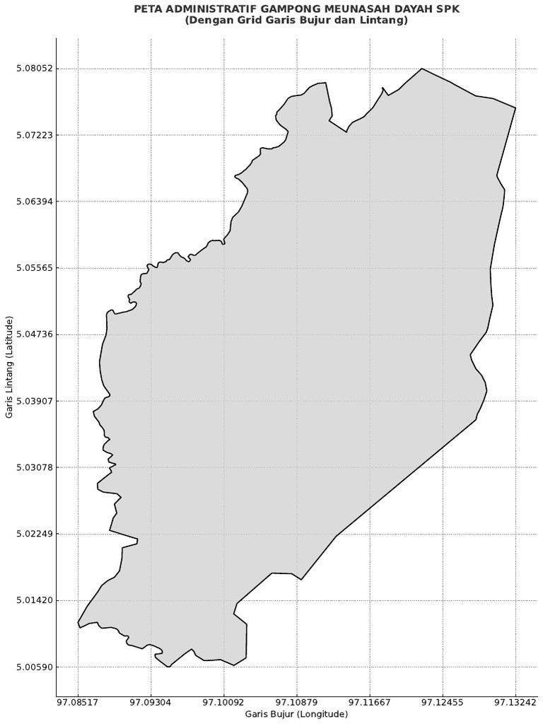 Peta A3 Portrait Bujur Lintang Grid Meunasah Dayah | PDF
