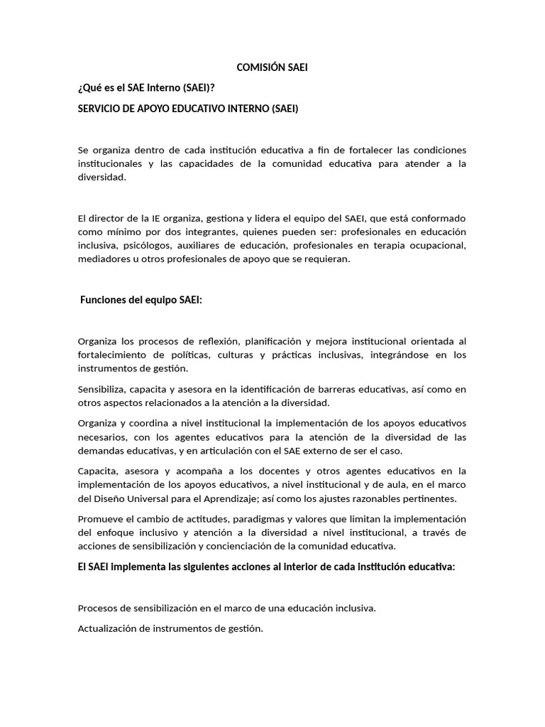 Comisión Saei | PDF | Enseñando | Aprendizaje
