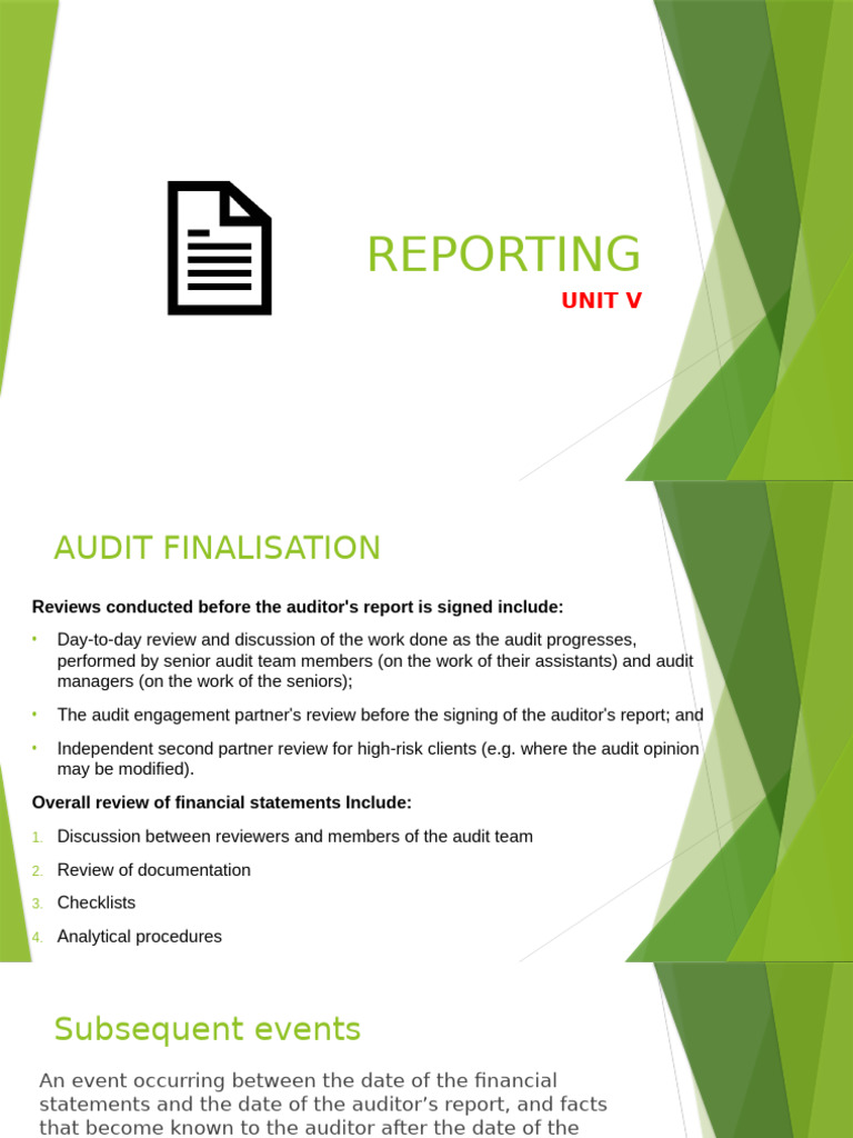 Audit Finalization and Going Concern Issues | PDF | Going Concern ...