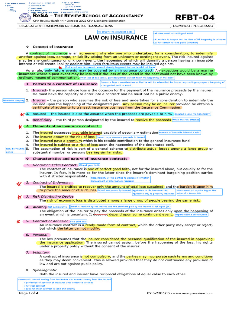 Law On Insurance | PDF | Insurance | Private Law