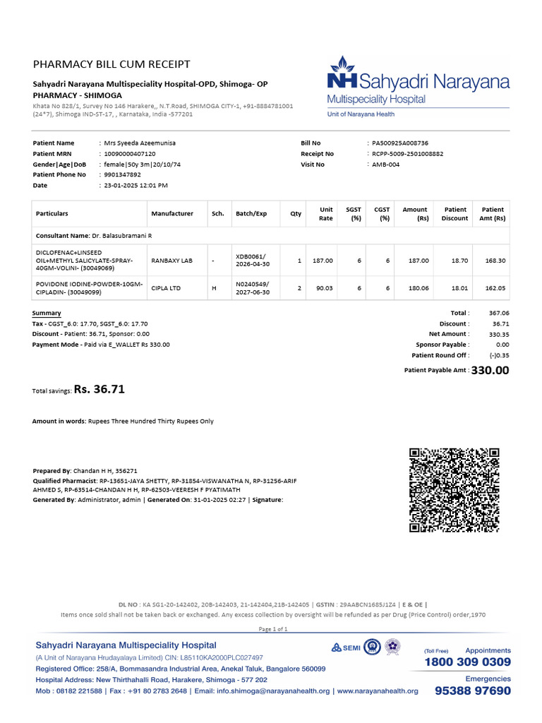 OP Pharmacy Bill 1738313878357 | PDF | Pharmacology | Pharmaceutical ...