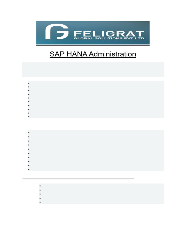 SAP HANA Administration-FGS (1) - Feligrat | PDF | Databases | Replication (Computing)