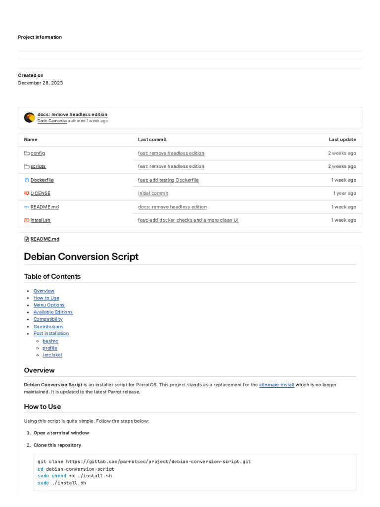 Parrotsec - Project - Debian Conversion Script GitLab | PDF | Software Repository | Software