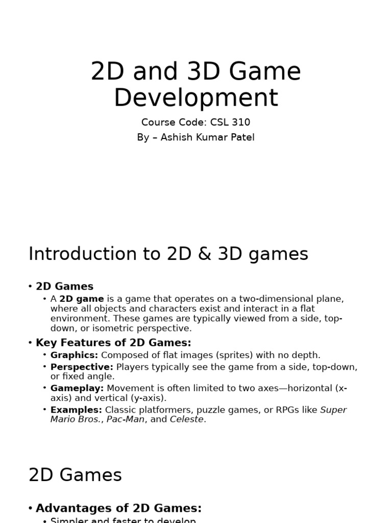 2D Game Development Overview | PDF | Graphics Processing Unit | 2 D ...