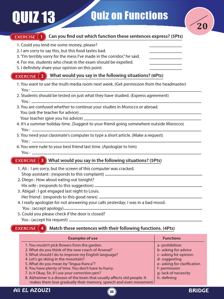 Lesson Functions Quiz2bac | PDF